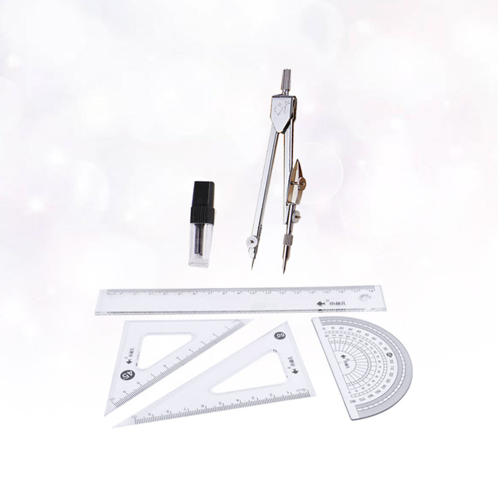 MLINS Assorted Color Suit Ruler and Compasses Stationery Set for Student Use Made from Plastic ...