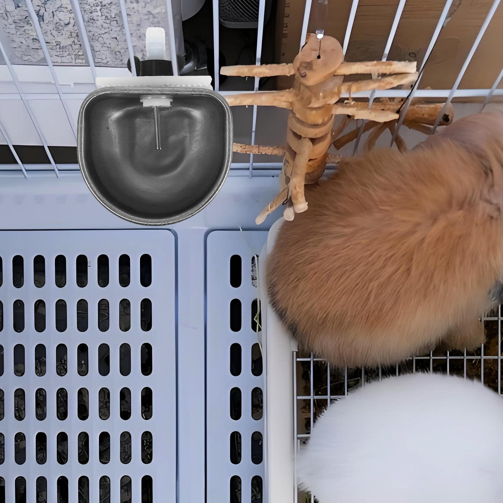 MLINS Automatic Animal Drinking Water Bowl Rabbit Fountain Silver ...