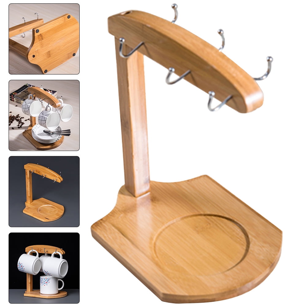 MLINS Bamboo Coffee Mug Holder for Storage Brown Cup Organizing Stand ...