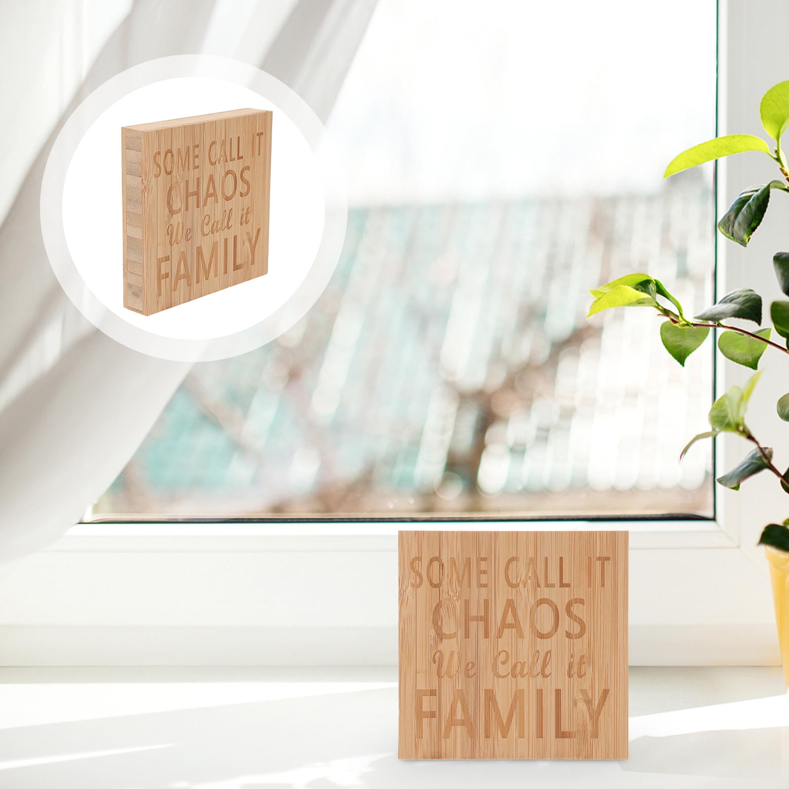 MLINS Bamboo Decorative Word Block Sign for Home Office Party ...