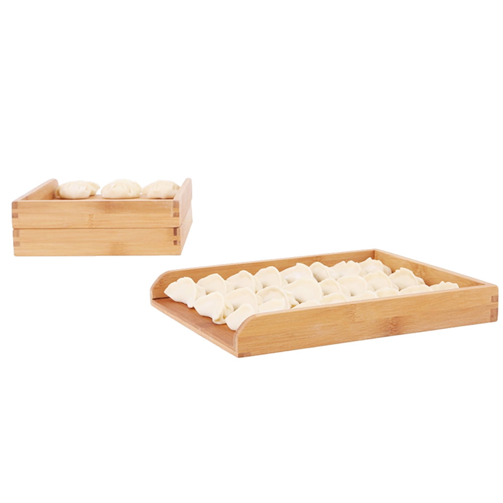MLINS Bamboo Dumplings Tray Multifunction Serving Trays Wonton Holder ...