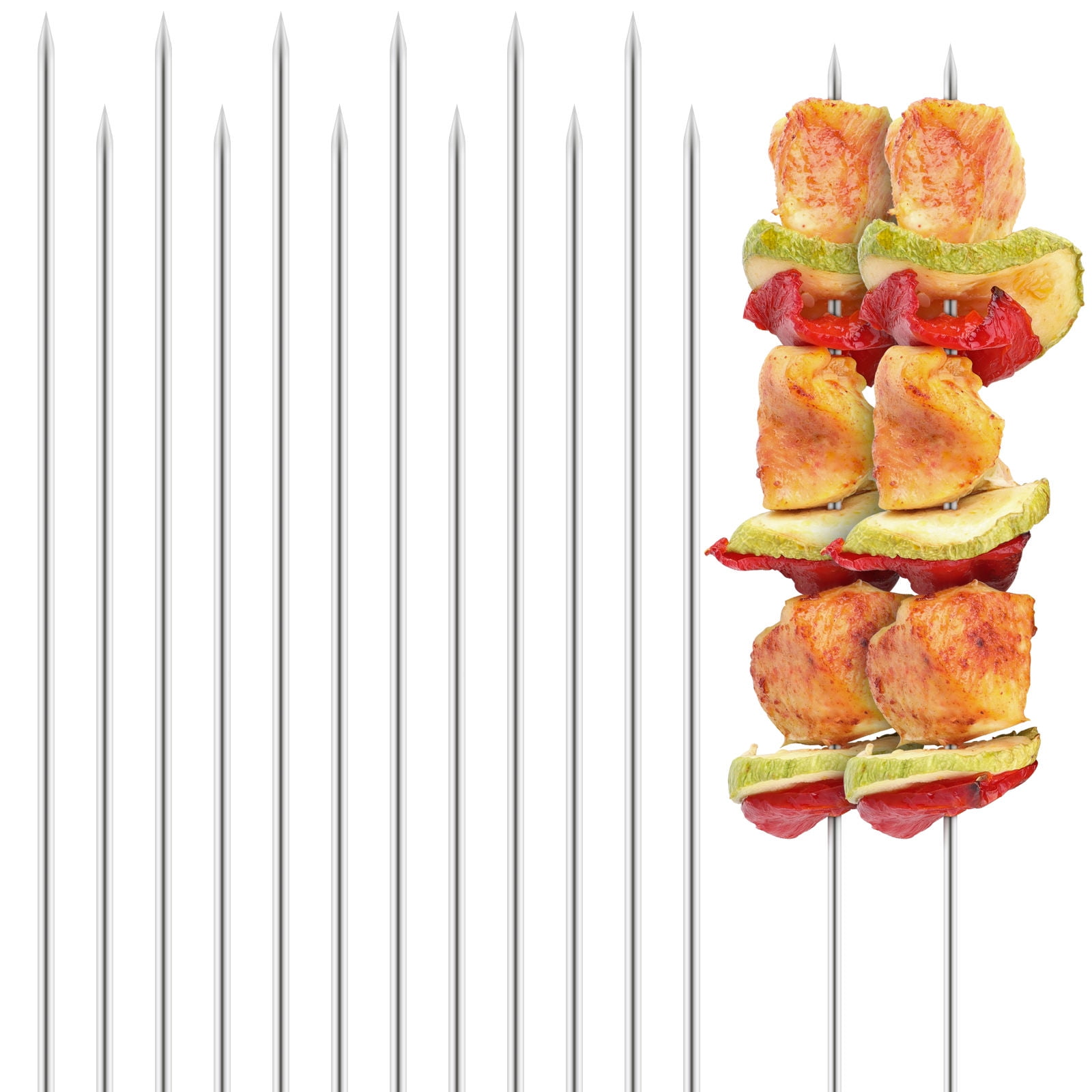 MLINS Barbecue Skewers Stainless Steel BBQ Sticks for Grilling Meat ...