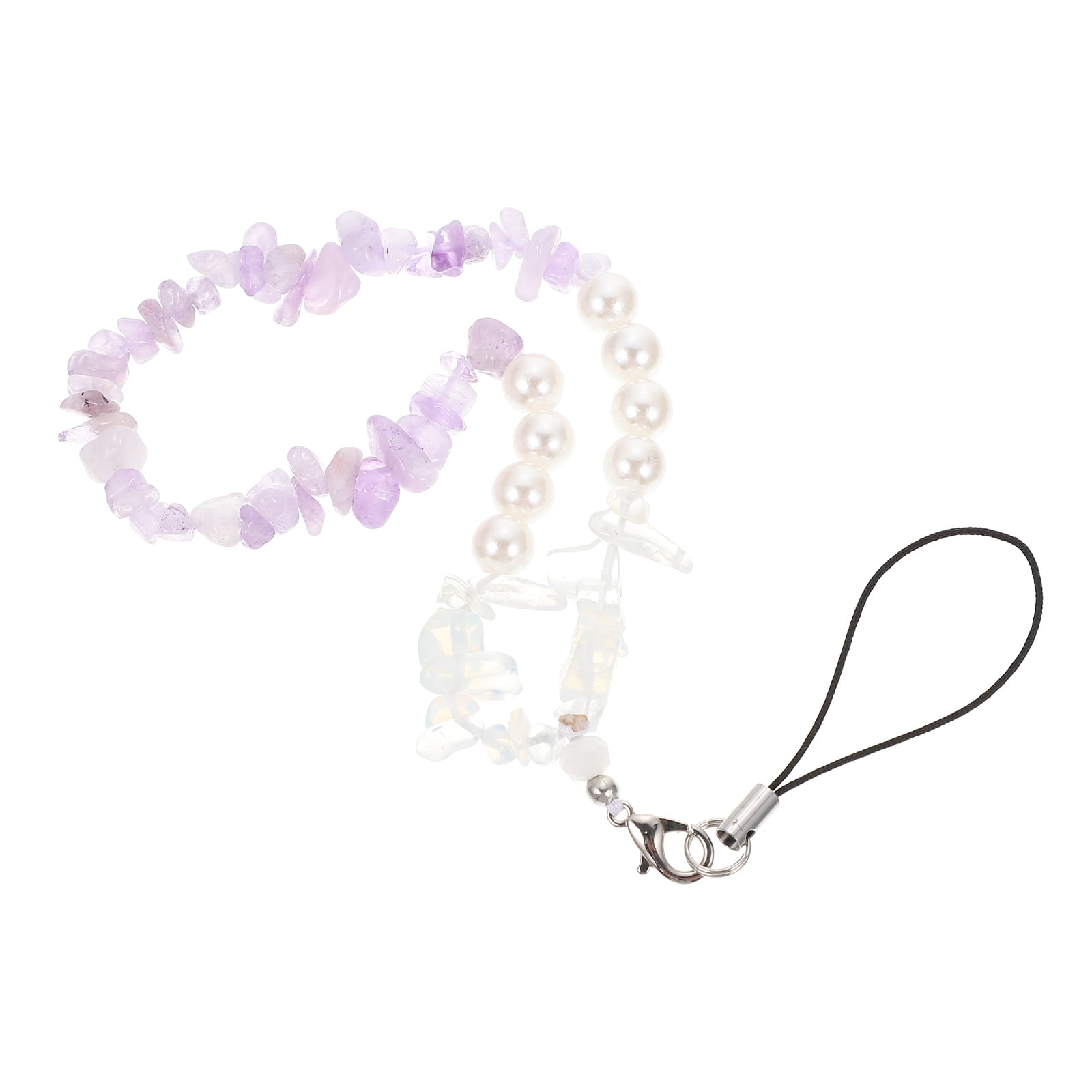 MLINS Beaded Phone Chain Wrist Strap Lanyards Beads Wristbands Purple ...
