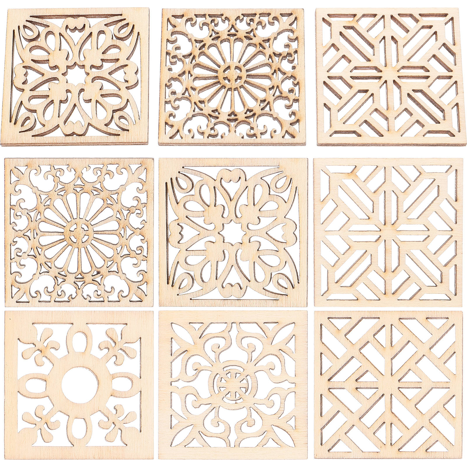 MLINS Beige Floral Cutouts for DIY Crafts with Rope 20pcs Square Shape ...