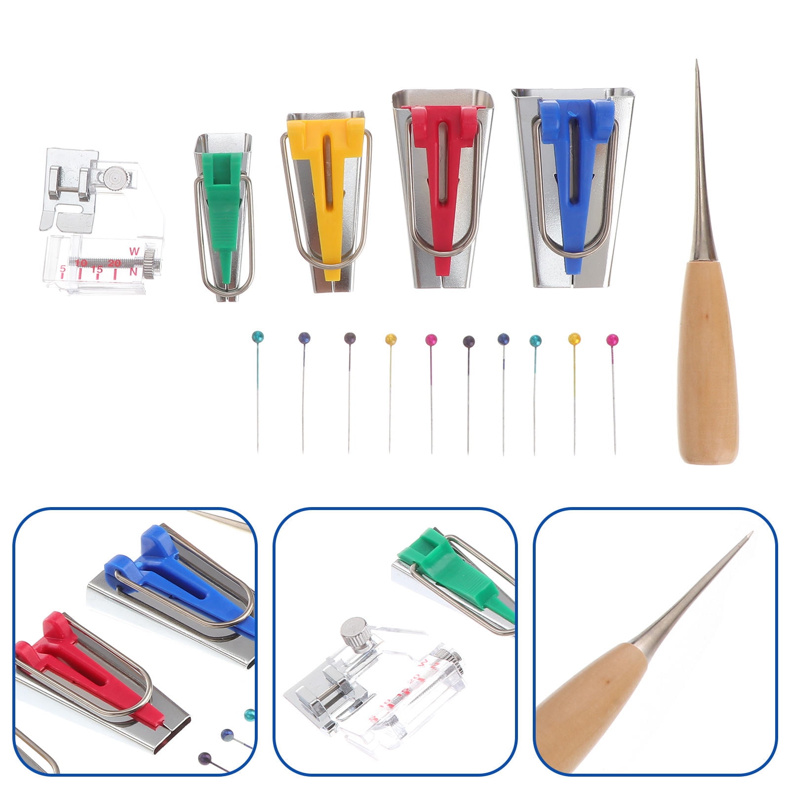 MLINS Bind Sewing Awl Kit Edge Wrapper Set Fabric Folding Tool Machine ...