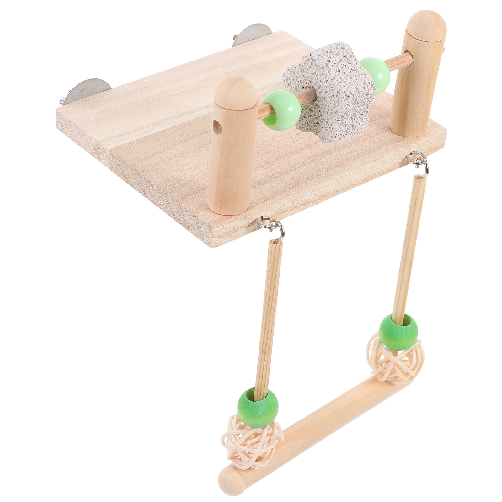 Unique Shaped Wood Bird Swing Toy for Parrot Cage Accessory Encourages ...