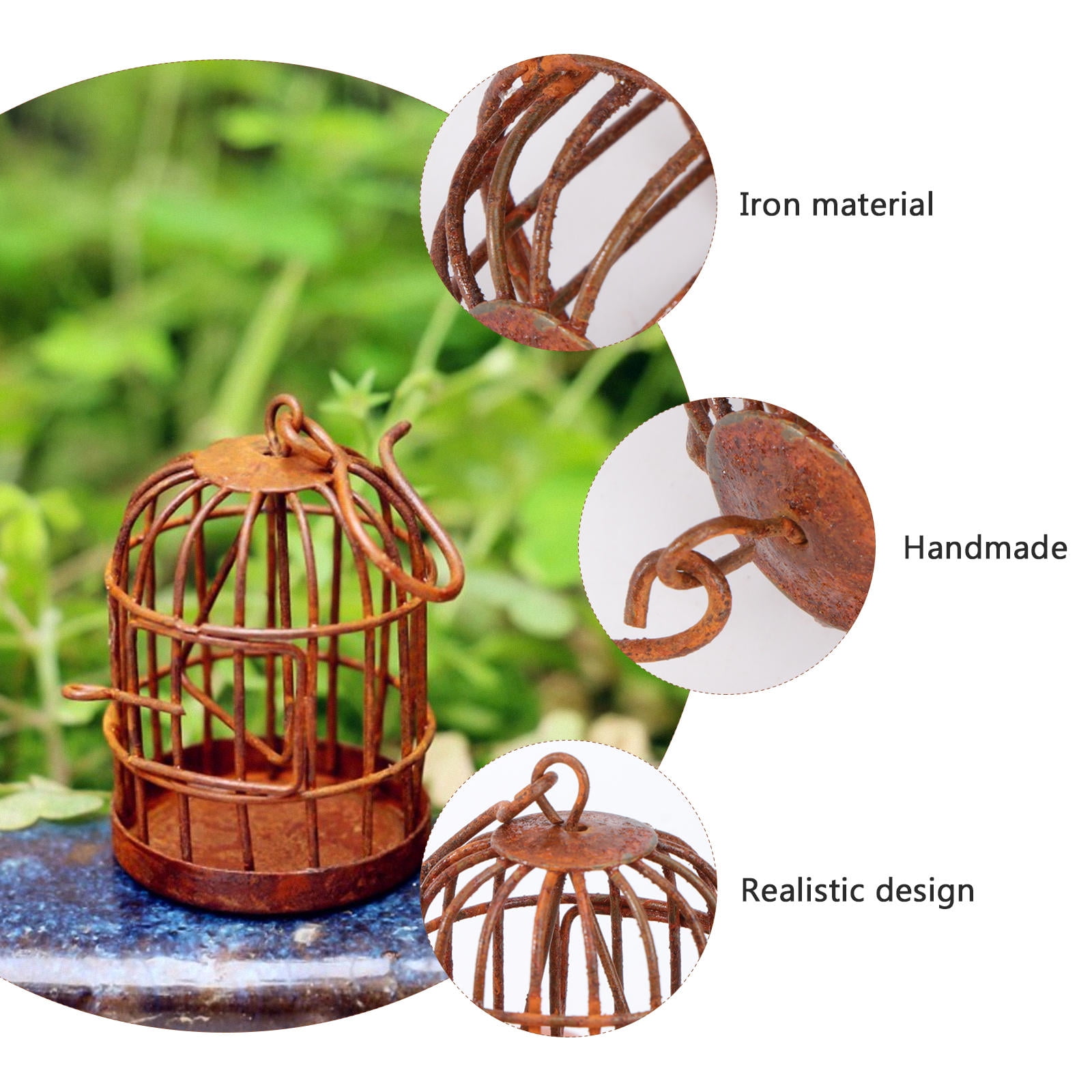 MLINS Bird Cage Decoration Miniature Rustic Home Landscape House Brown ...