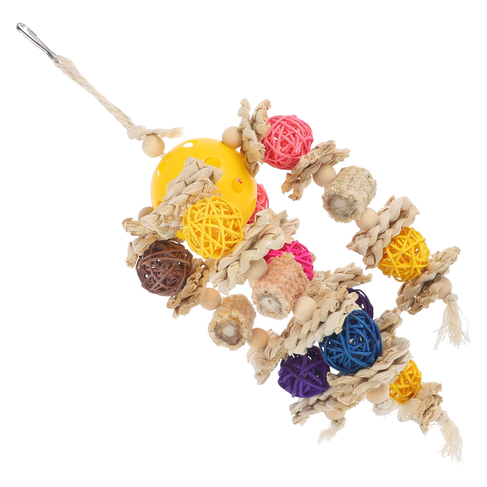 KONTONTY Wooden Parrot Chewing Toy Multi Colored Hanging Cage Ornament ...