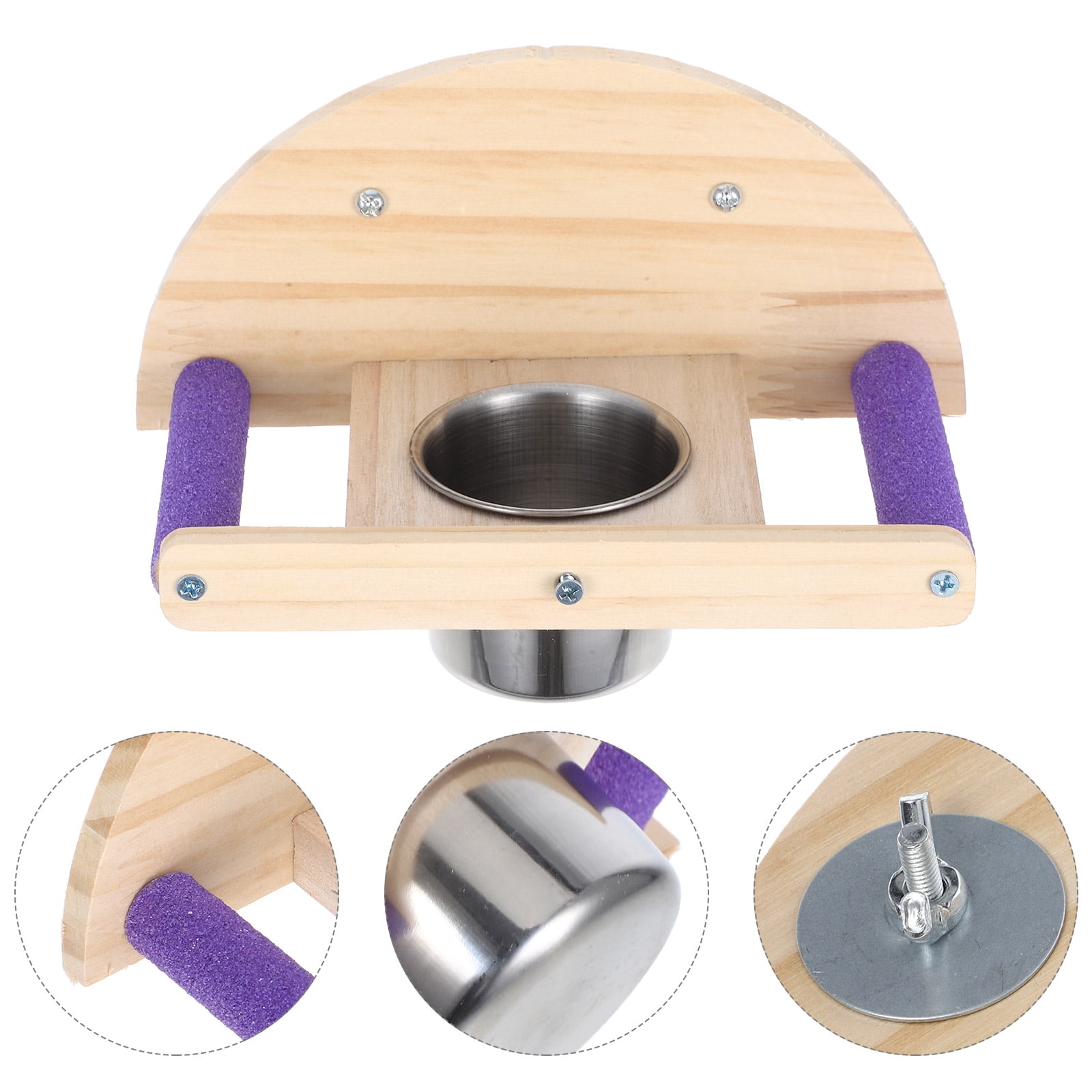 MLINS Bird Perch Feeder with Stainless Steel Feeding Bowl for Parakeets ...