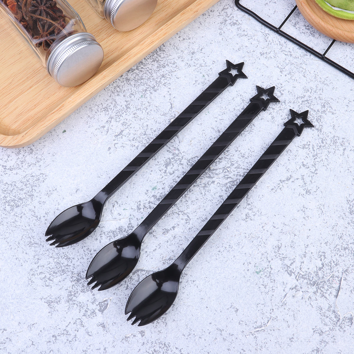 MLINS Black Disposable Party Spoon for Celebrations Made of Safe ...