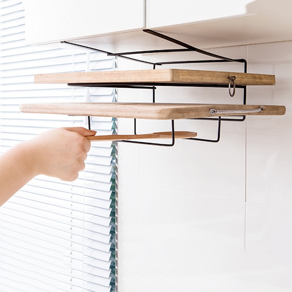 MLINS Black Iron Chopping Board Holder with Double Layer Design for ...