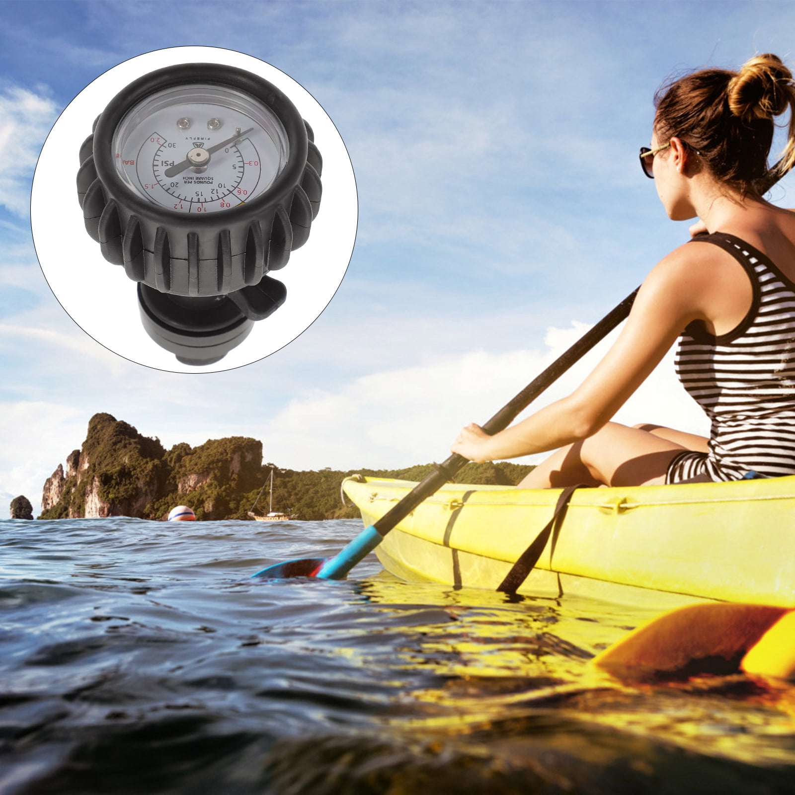 MLINS Black Pressure Gauge Air Thermometer for Boat Use PVC 25psi ...