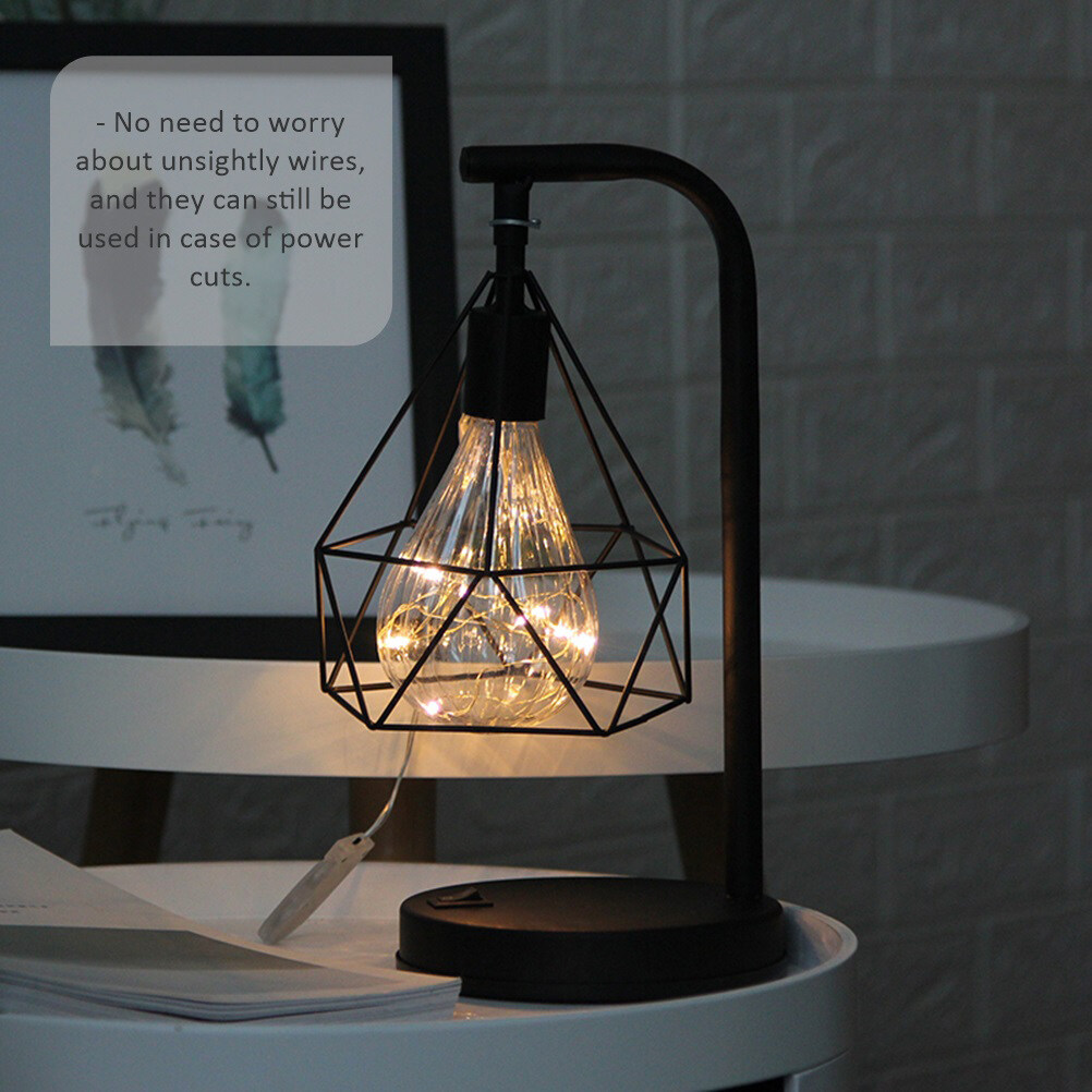 MLINS Black Retro Table Light with Hollow Diamond Design for Home Use ...