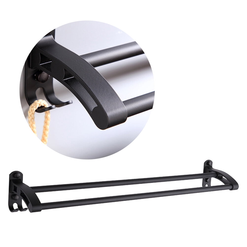 MLINS Black Space Aluminum Double Pole Towel Bar Wall-mounted Towel ...