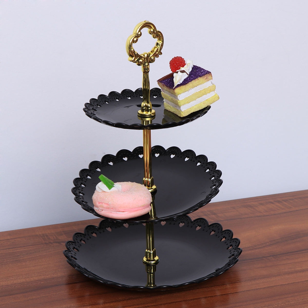 MLINS Black Three Layer Cake Stand for Display Made of PP Large ...