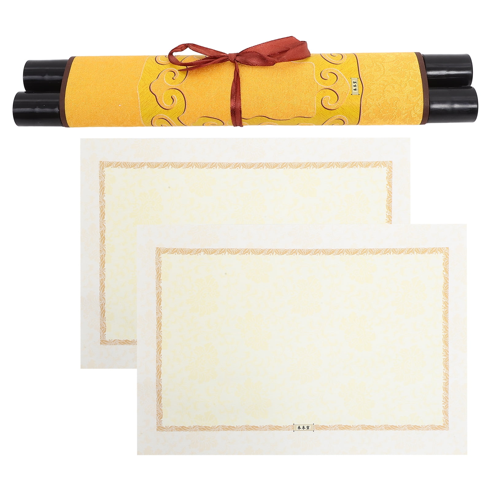 MLINS Blank Loose Leaf Scroll Paper Calligraphy Small Diploma Golden ...