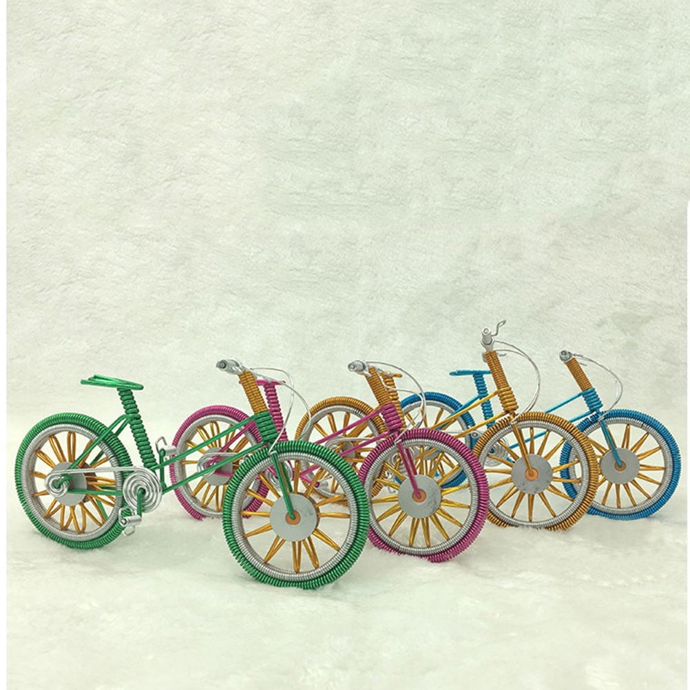MLINS Blue Aluminum Wire Bike Model Miniature for Home Office ...