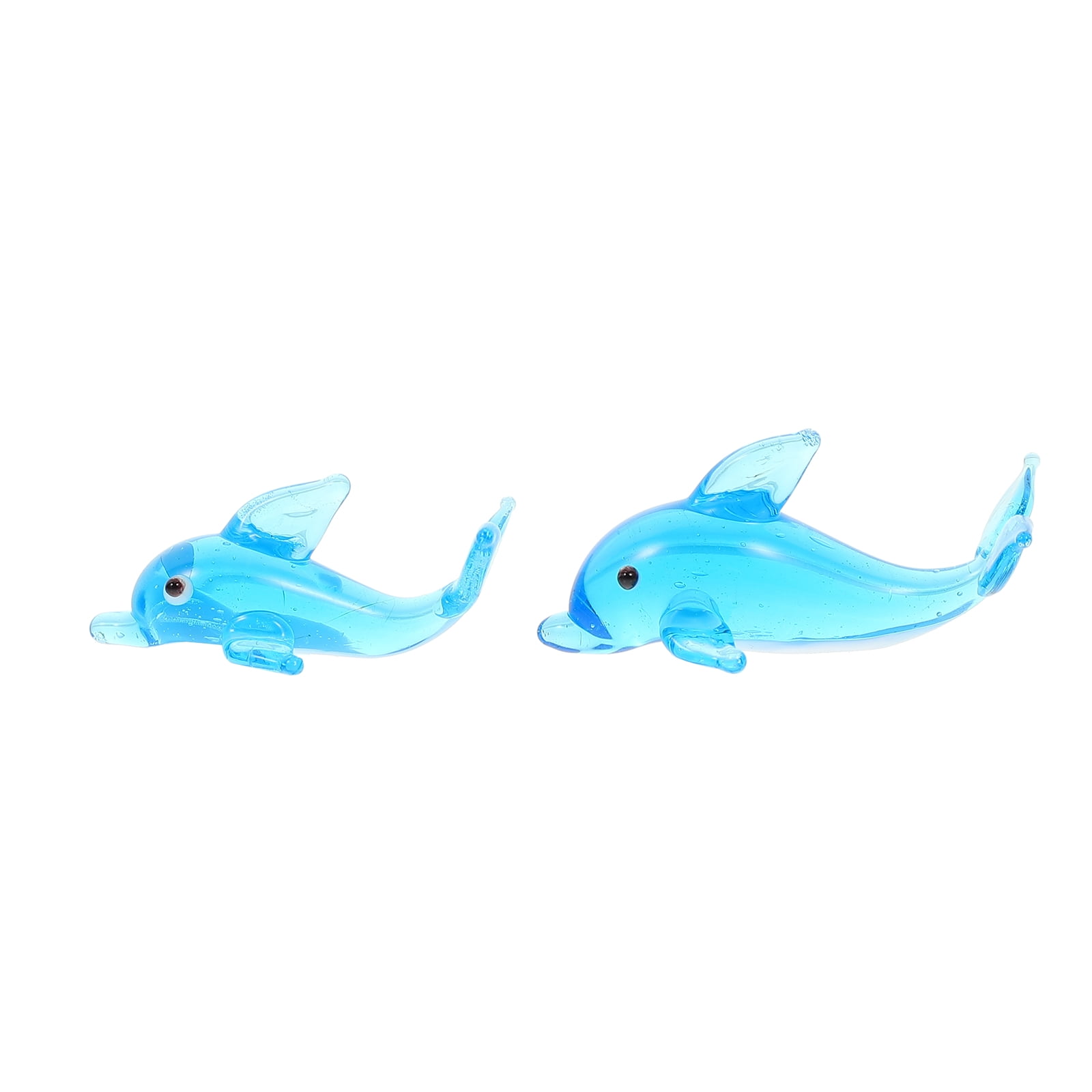 MLINS Blue Glass Dolphin Figurine for Decoration with Flat Bottom and ...