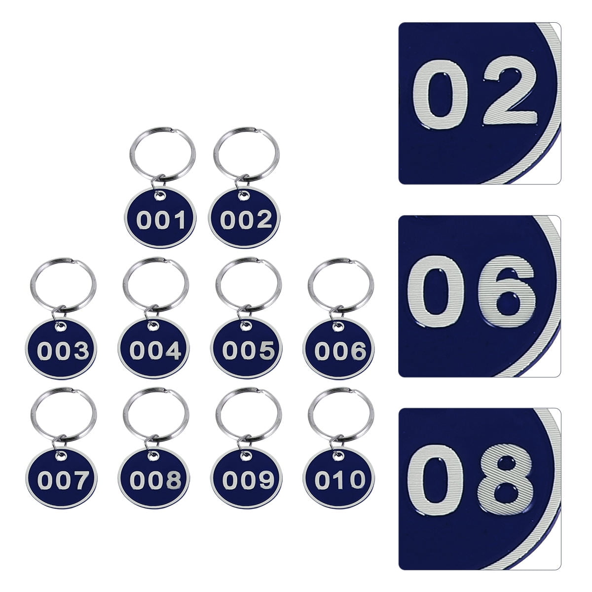 MLINS Blue Metal Number Tags with Key Rings for Storage Use 10pcs Set ...