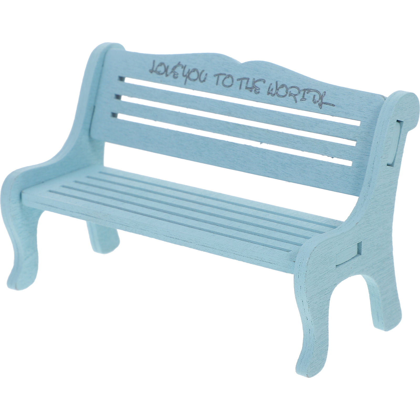 MLINS Blue Mini Wooden Bench for Doll House Decor Made of Wood Compact ...