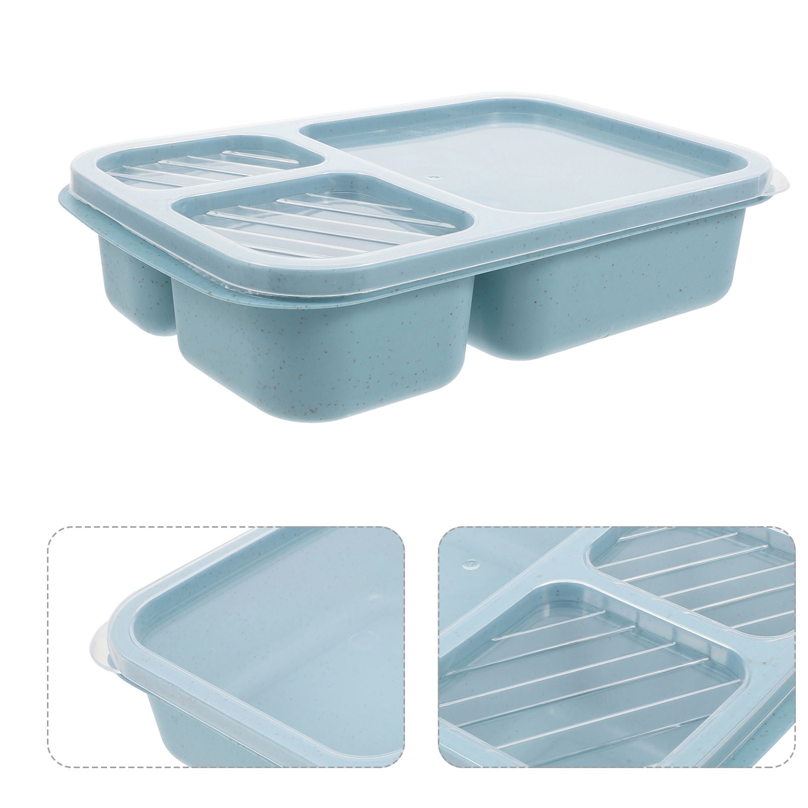 MLINS Blue Plastic Lunch Box with Divided Compartments for Daily Use ...