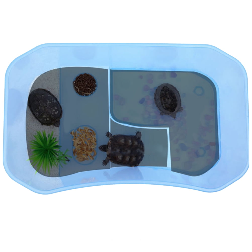 MLINS Blue Plastic Turtle Tank with Platform and Ramp for Reptile ...