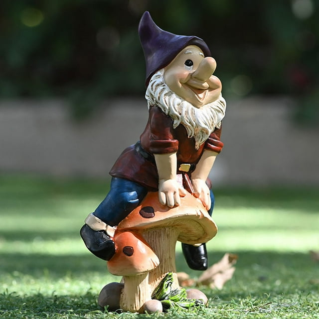 MLINS Blue Resin Dwarf Figurine for Garden Decoration Adorable ...