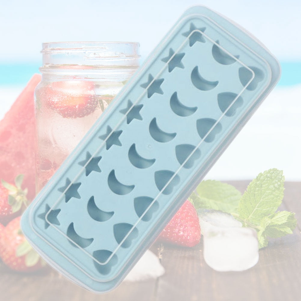 MLINS Blue Silicone Ice Mold with Flexible Bottom and Lid for Making ...