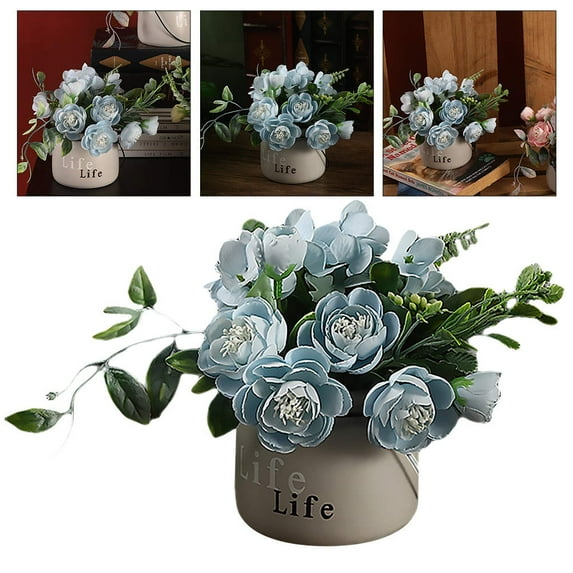 MLINS Blue Silk Flower Bouquet for Home Decoration Looks Realistic and ...