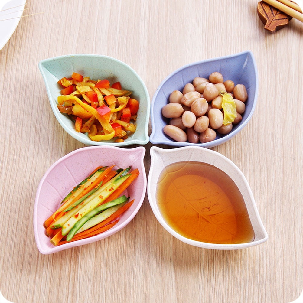 MLINS Blue Wheat Straw Seasoning Plates Set of 4 for Holding Oil Salt ...