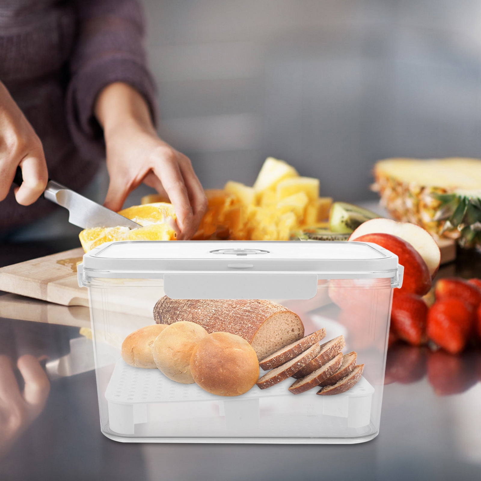 MLINS Bread Keeper with Handle and Time Record Food Storage Containers ...