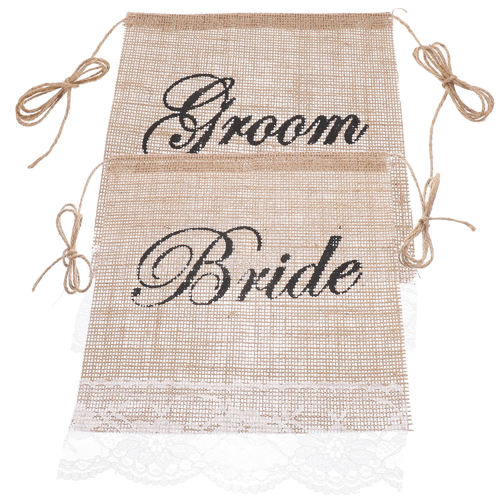 MLINS Bride & Groom Hessian Chair Banner Rustic Wedding Decor Burlap ...