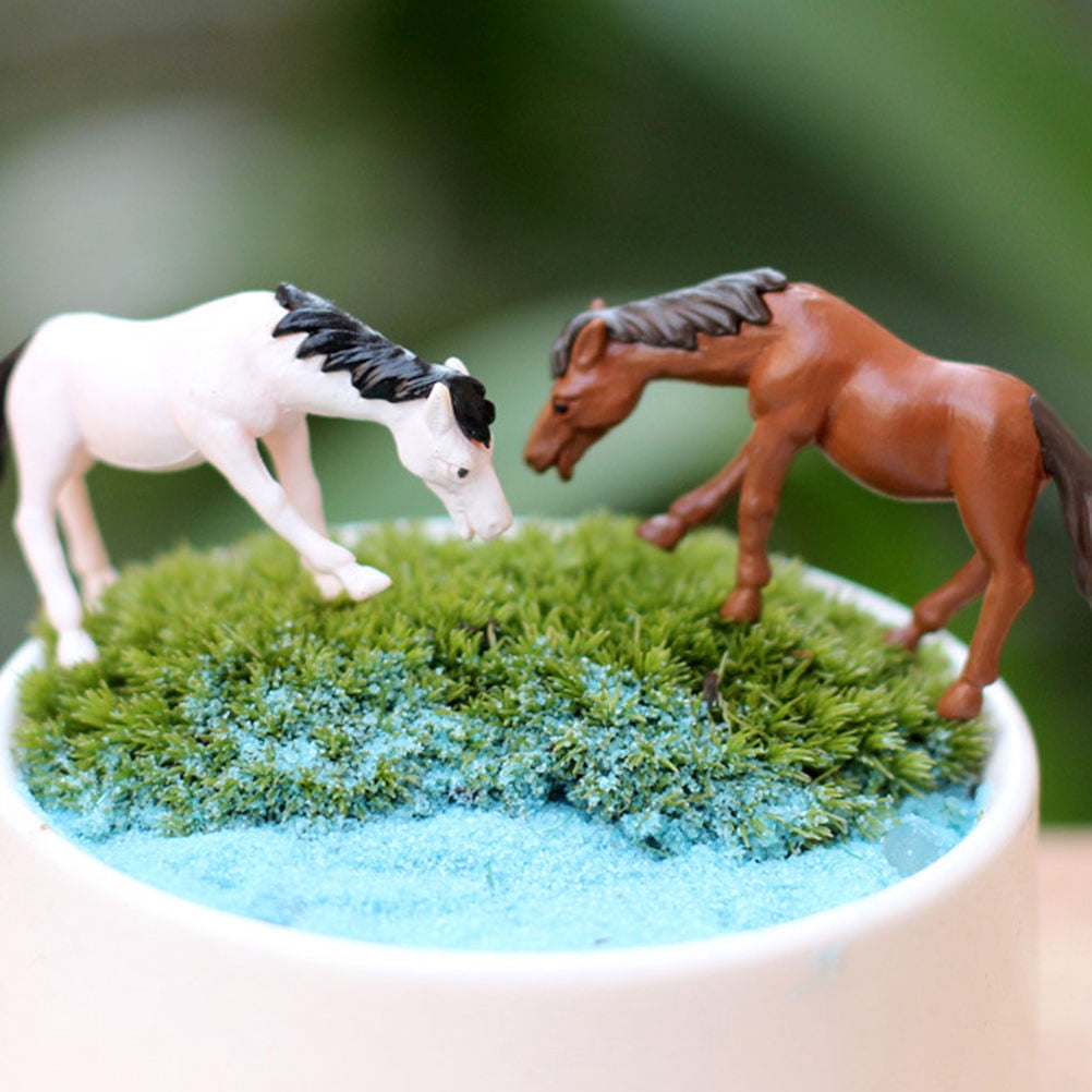 MLINS Brown Plastic Horse Figure for Micro Landscape Garden Decor 4pcs ...