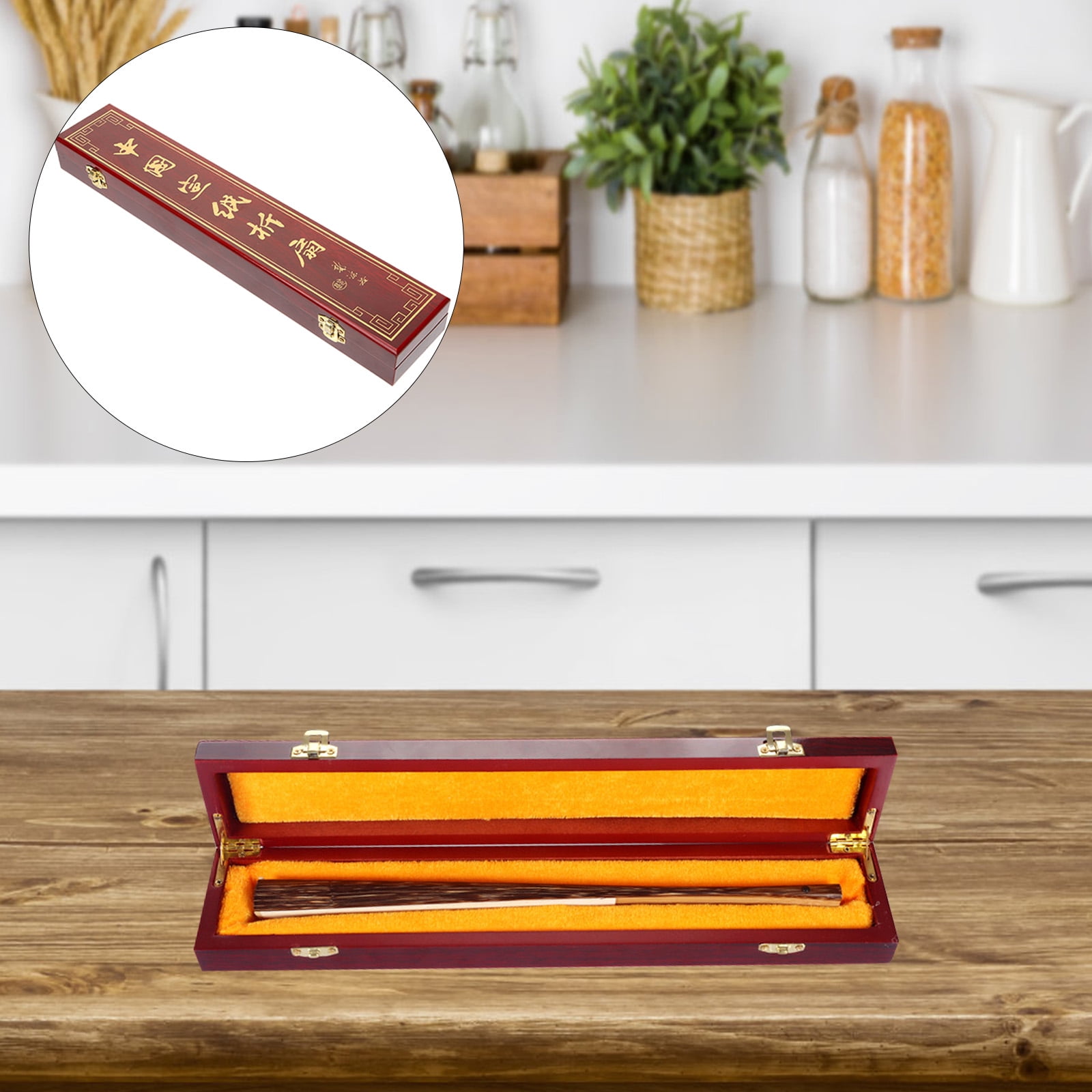 GAXIRE Wooden Folding Fan Storage Box For Adults Home 1Set 14.4X2.6X1 ...