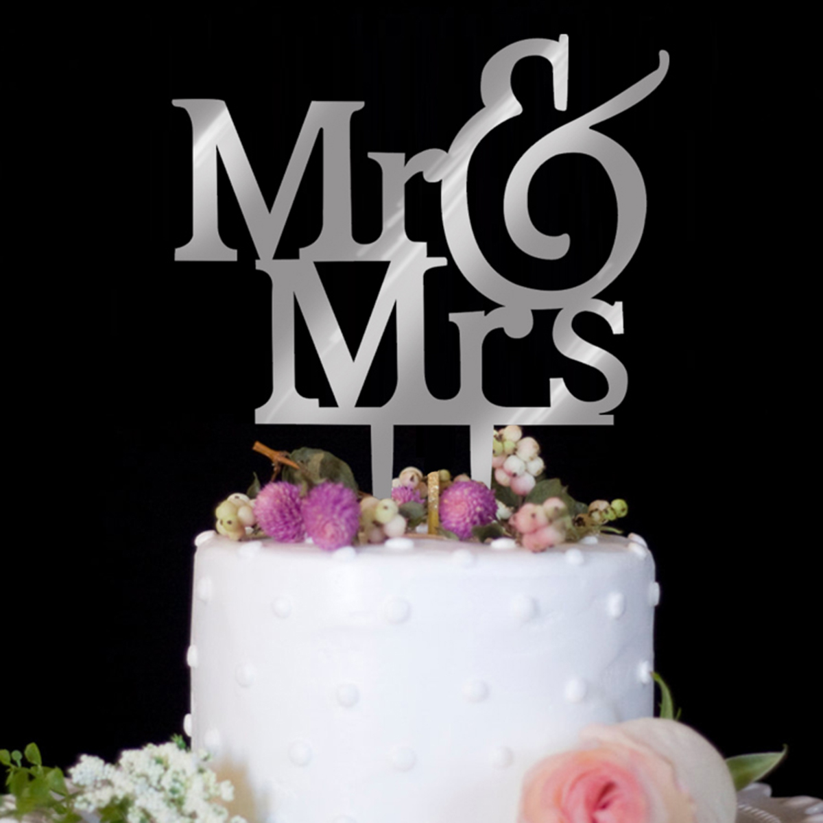 MLINS Cake Insert Wedding Custom Topper Cakes Bride Bridegroom Silver ...