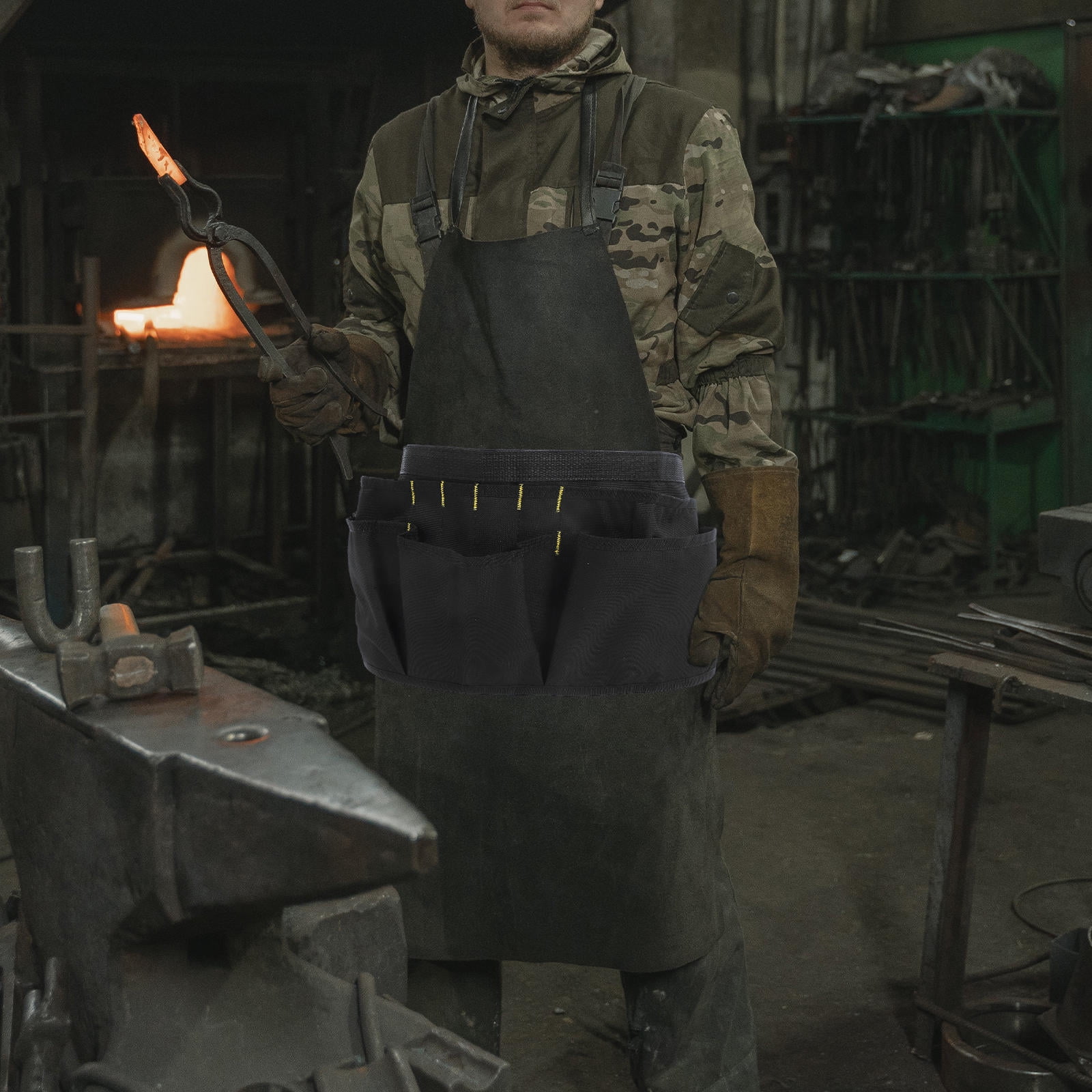 MLINS Canvas Waist Apron With Multiple Pockets For Workshop Gardening ...