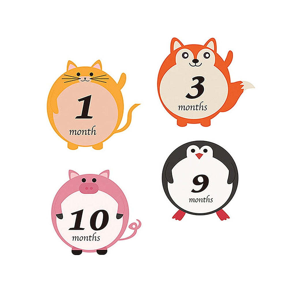 MLINS Cartoon Animal Baby Month Decals Adorable Photo Stickers for ...