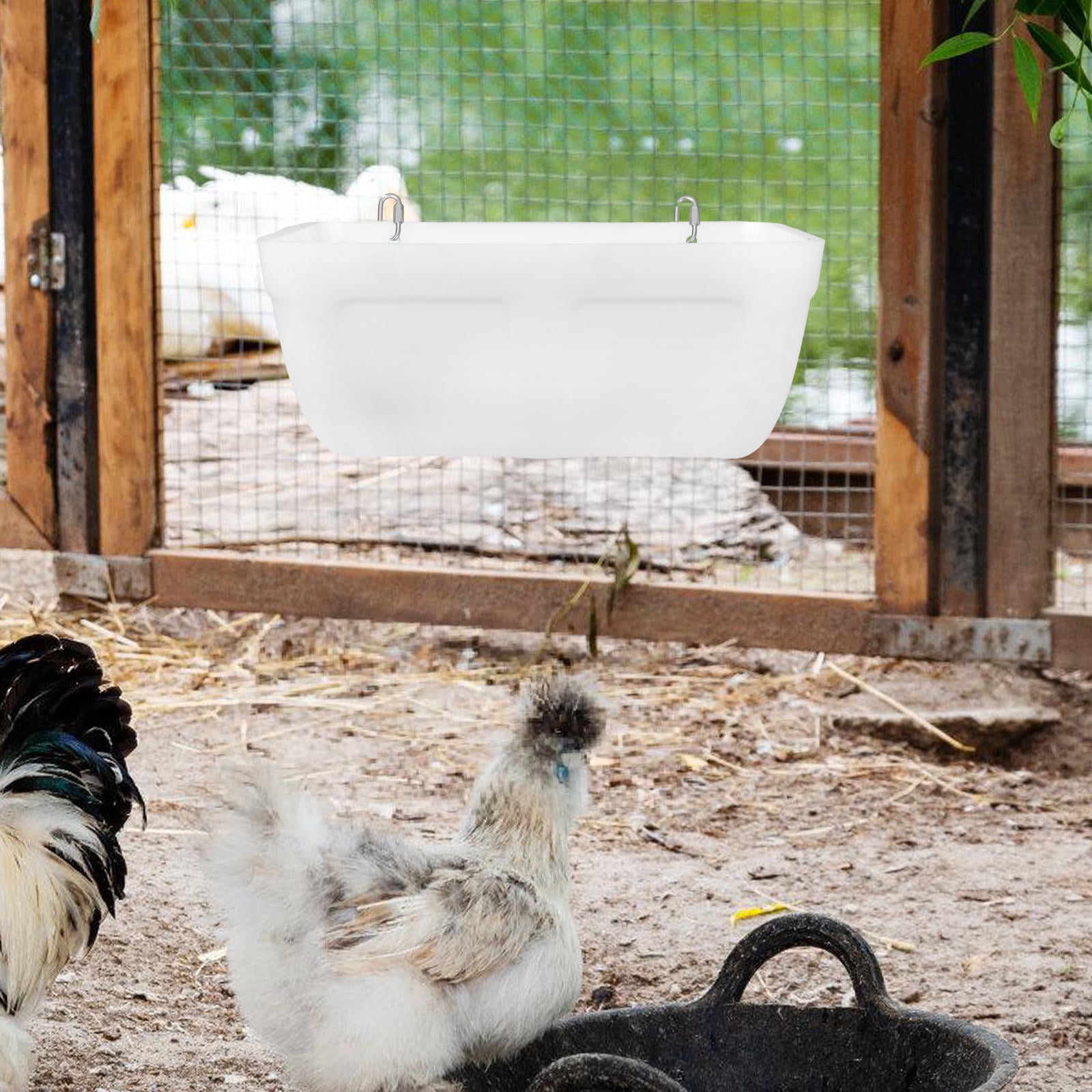 MLINS Chicken Feeder Trough, Plastic Chicken Water Feeder Water Troughs ...