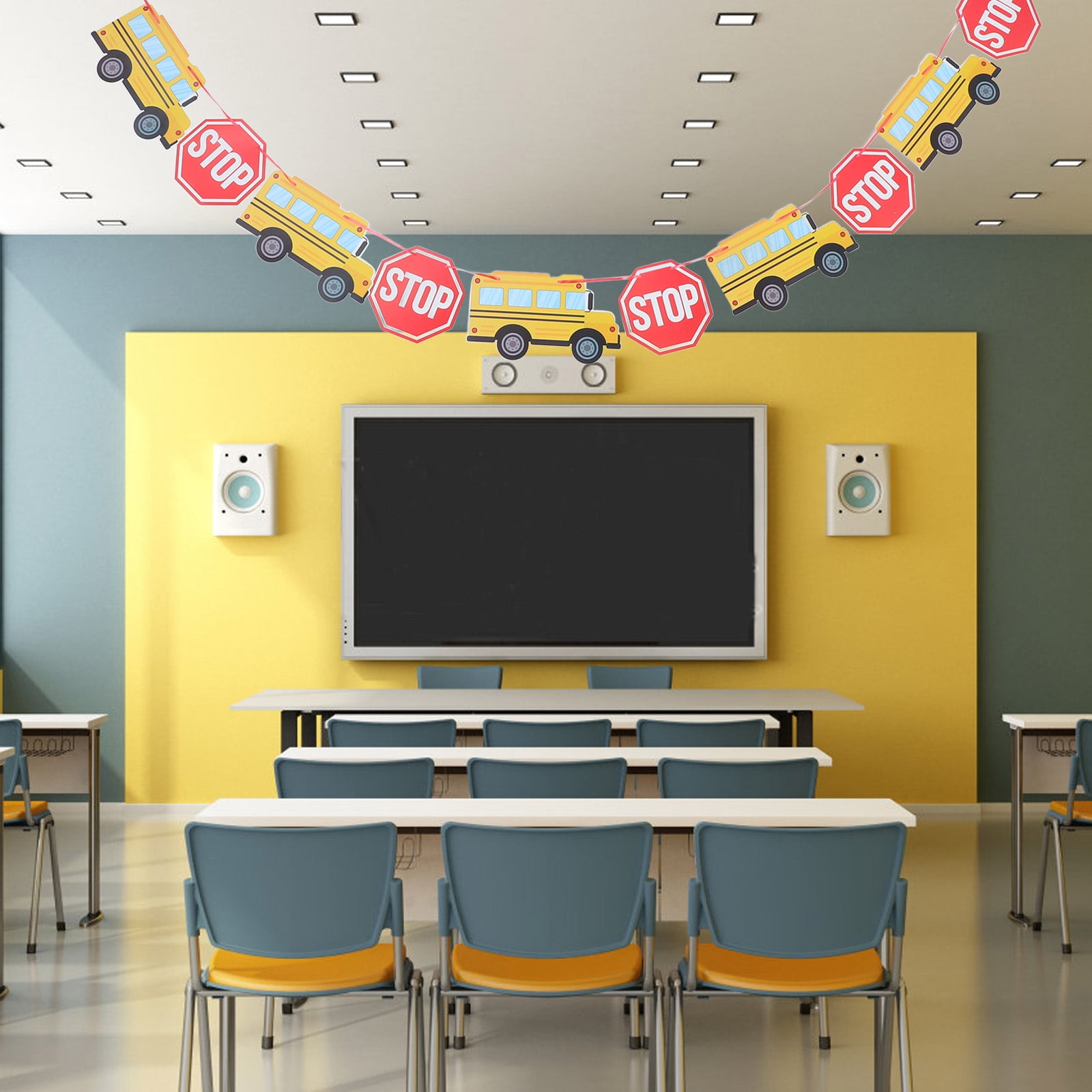 MLINS Classroom Welcome Banner School Bus Themed Party Supplies First ...