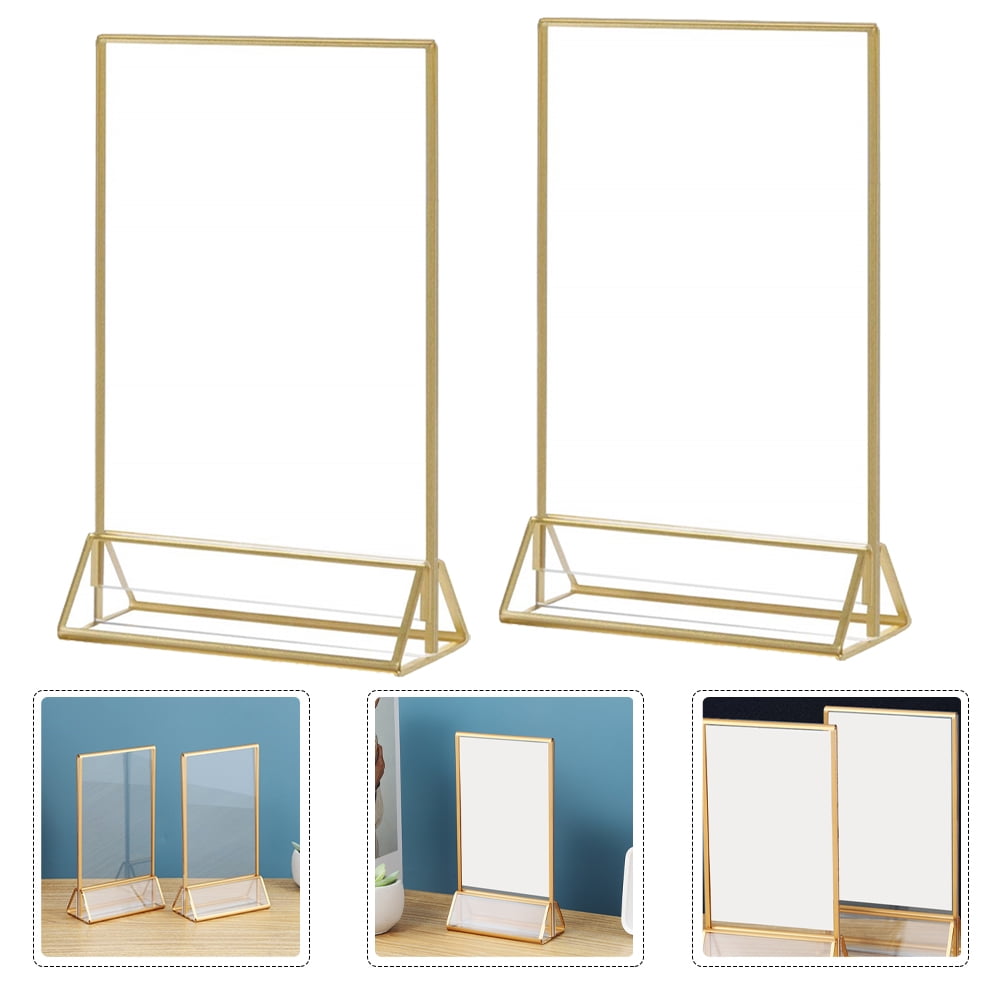 DINHEAROM Table Sign Stand Gold Edged Acrylic Women Reception Areas ...
