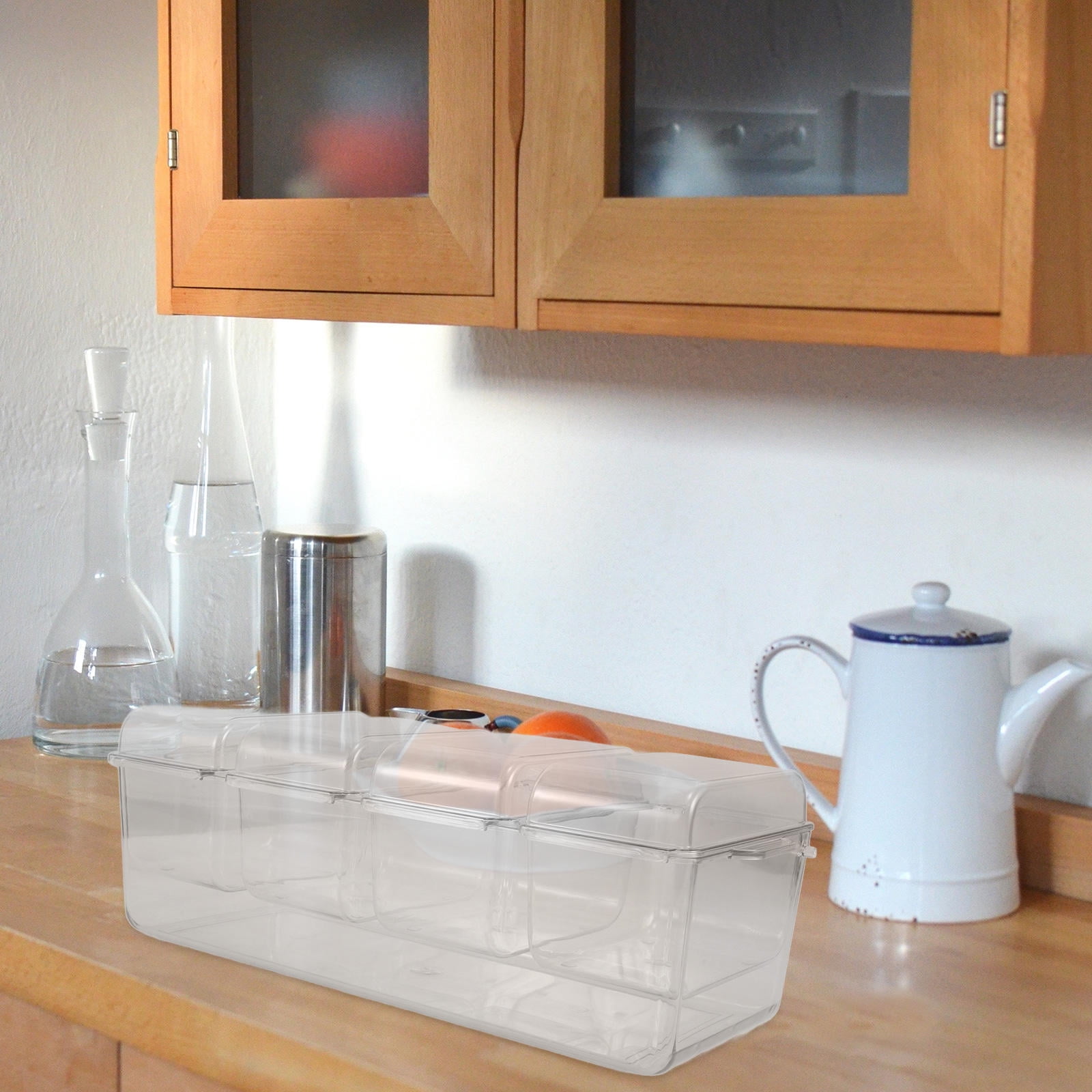 MLINS Clear Condiment Server Set Food Condiment Dispenser 4 Compartment ...