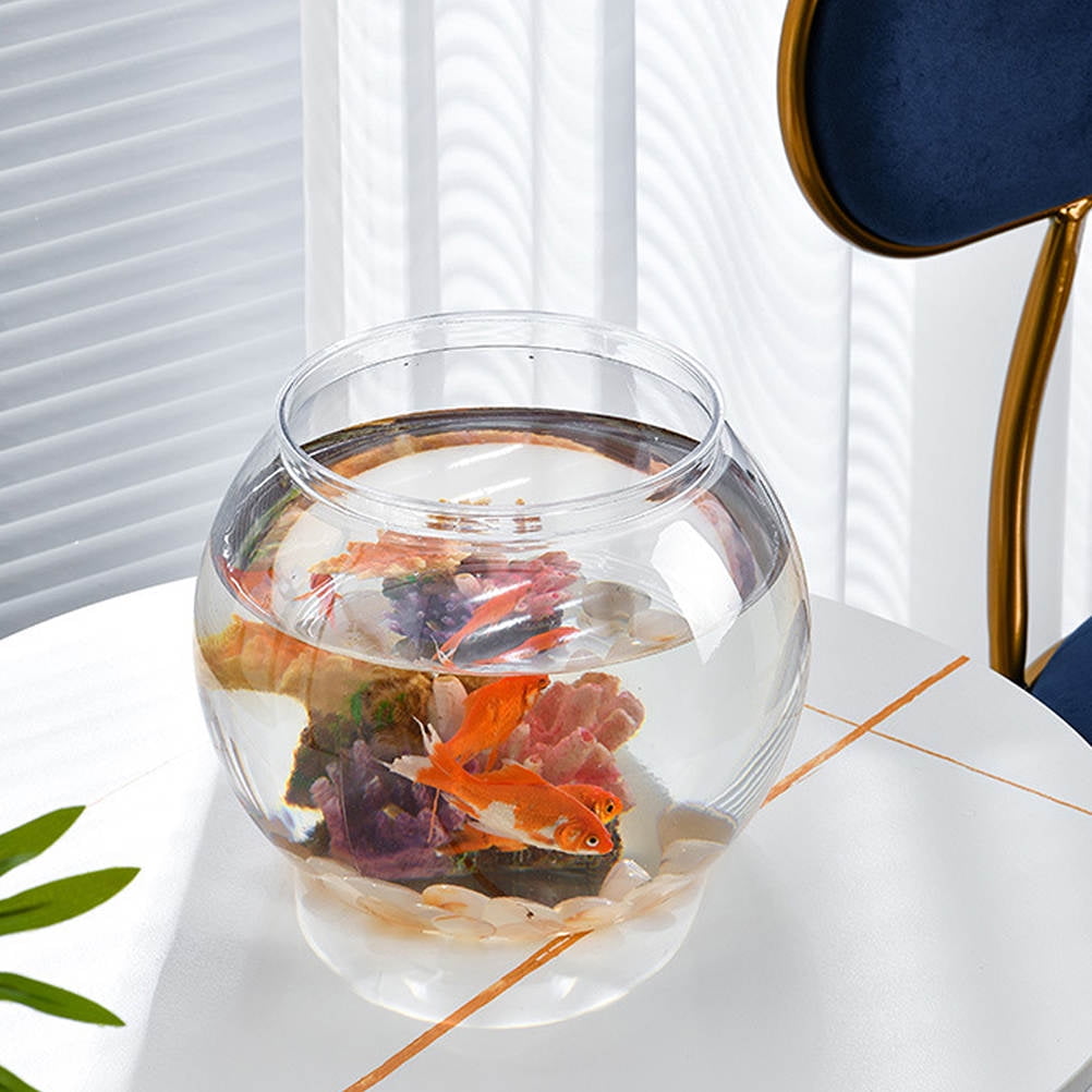 MLINS Clear Plastic Fish Bowl for Goldfish Small Desktop Fish Tank ...