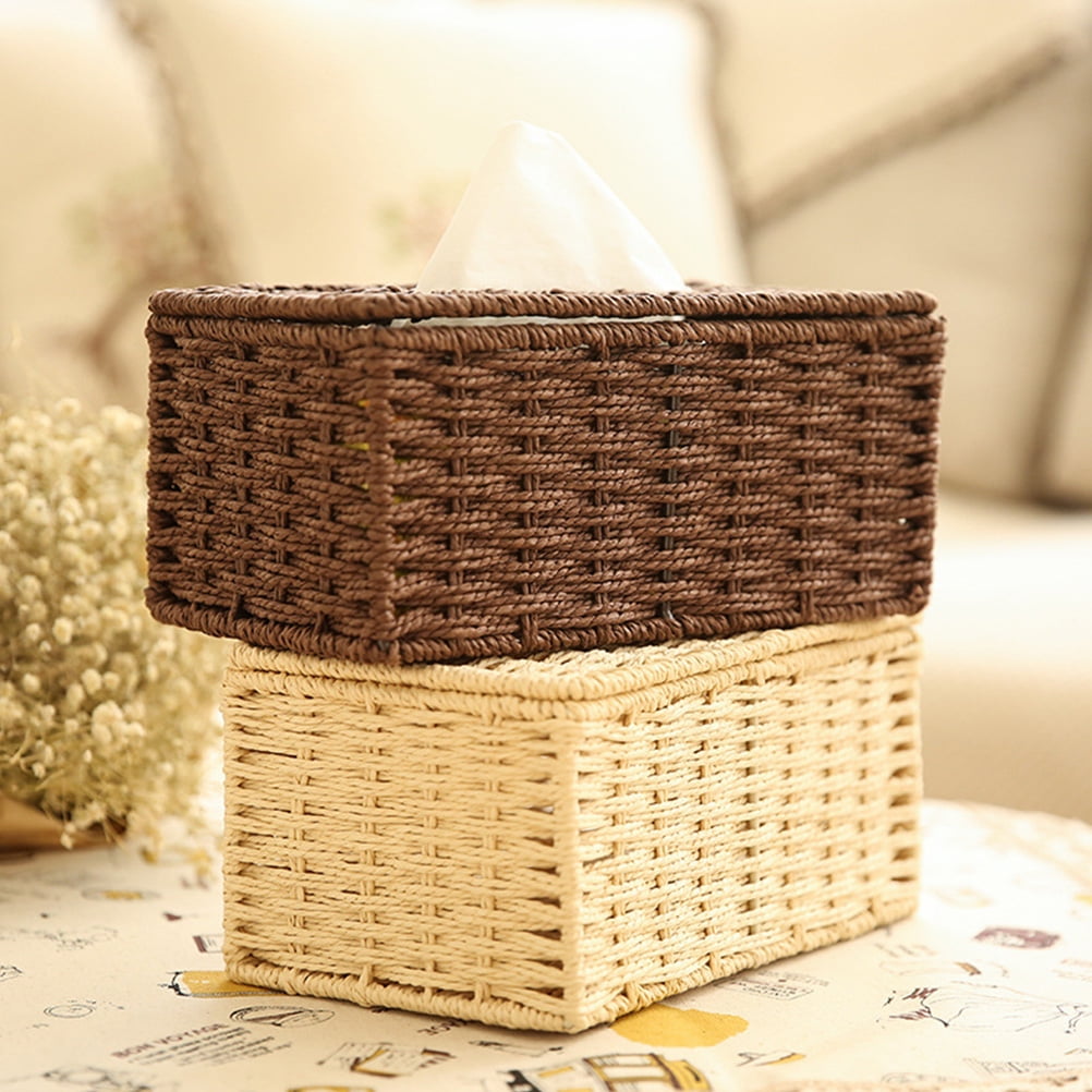 MLINS Coffee Woven Tissue Box for Storage Use, Exquisite Design, Easy ...