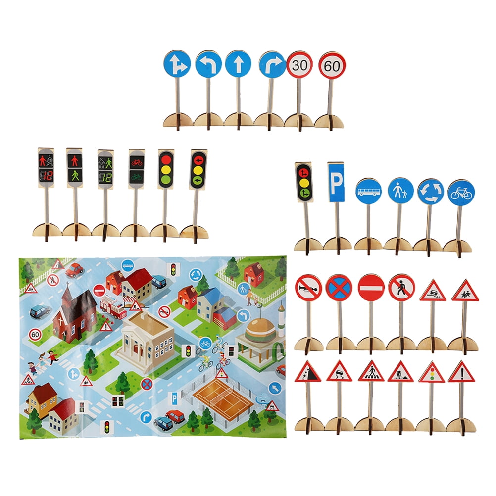 Car Mat Play Set with Simulated Traffic Signs for Education Assorted ...