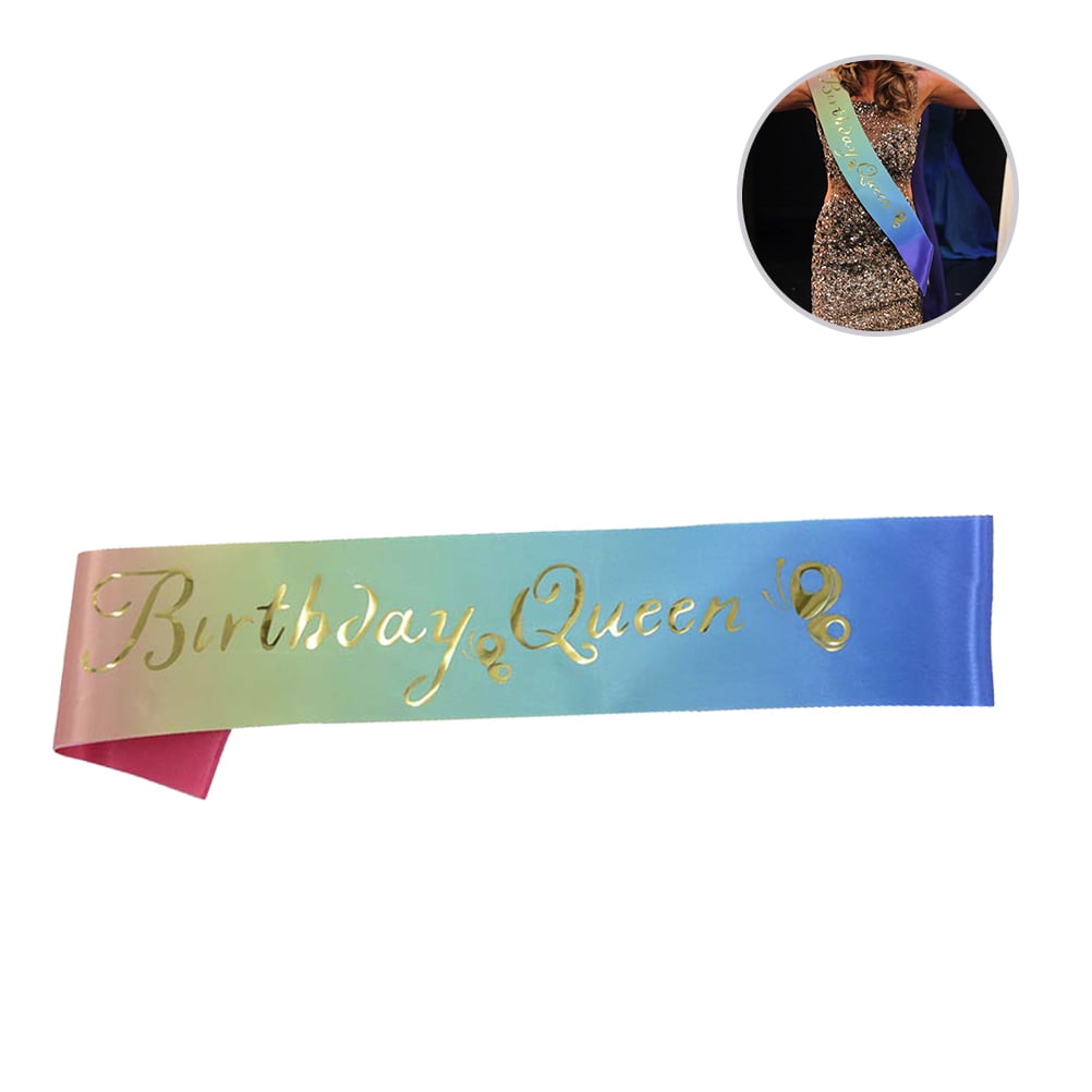 MLINS Colorful Birthday Party Sash Golden Birthday Queen Letters ...