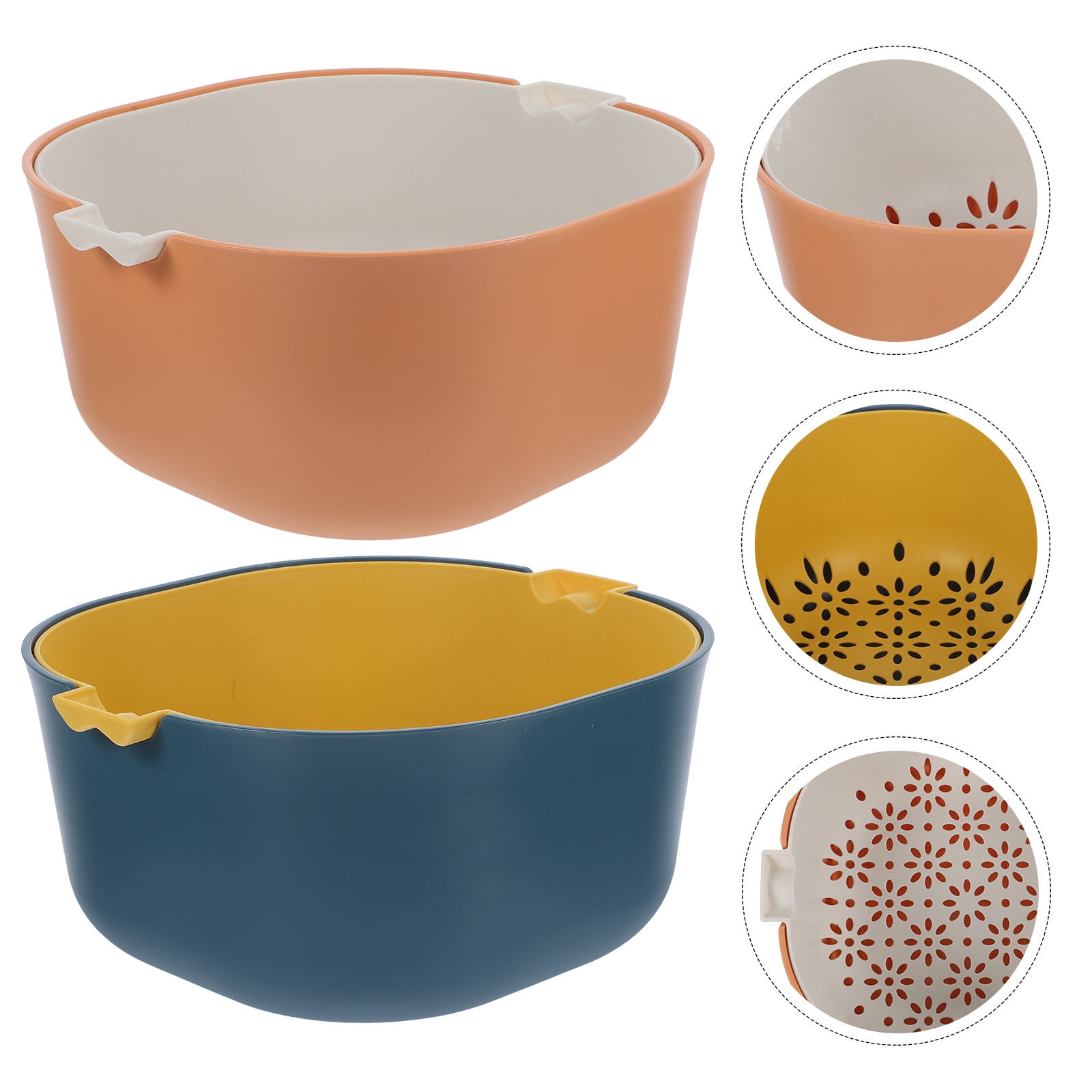 FONWILYO Plastic Drain Basket Orange 2 Sets For Kitchen Appliances 8 ...