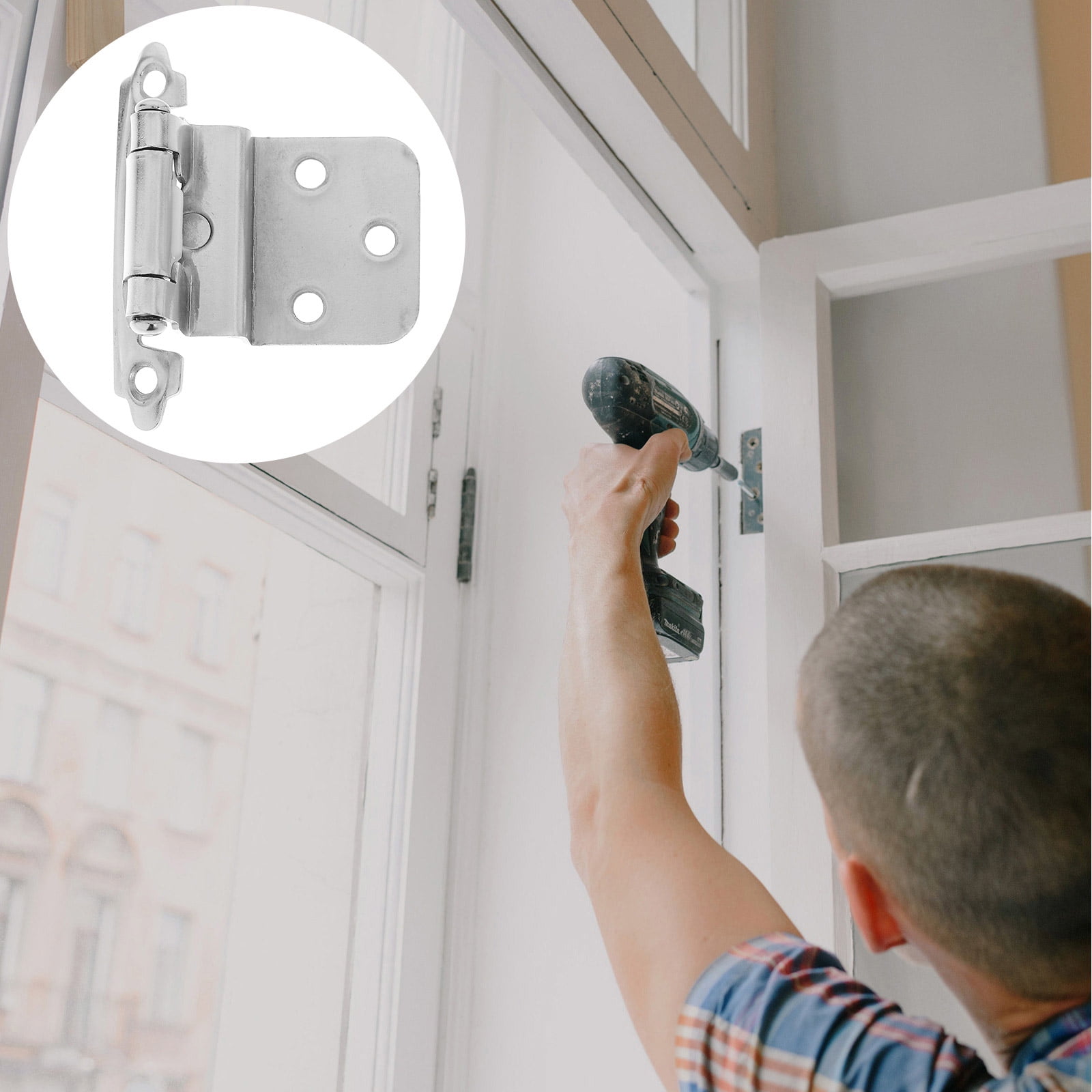 DINHEAROM Builtin Spring Mechanism Hinge Silver for Cabinets 1 Set ...