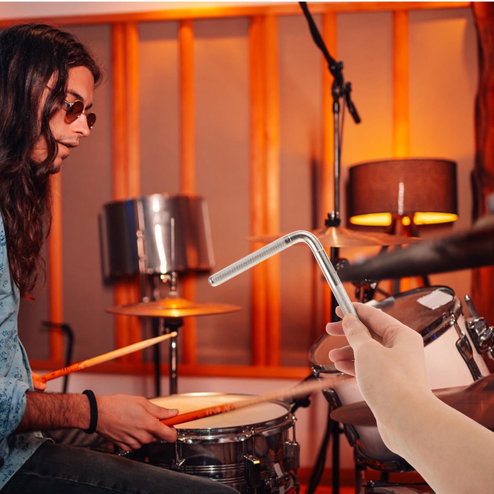 MLINS Cowbell Holder L-Shaped Rod For Drum Set Cowbell Mount Heavy Duty ...