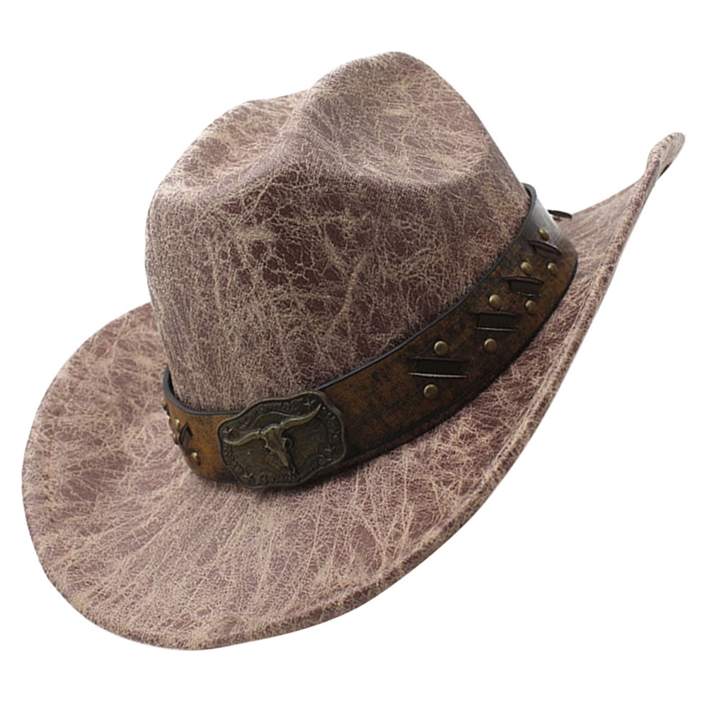 MLINS Cowboy Cowgirl Hat Wide Brim Western Cap Western Cowboy Hat ...