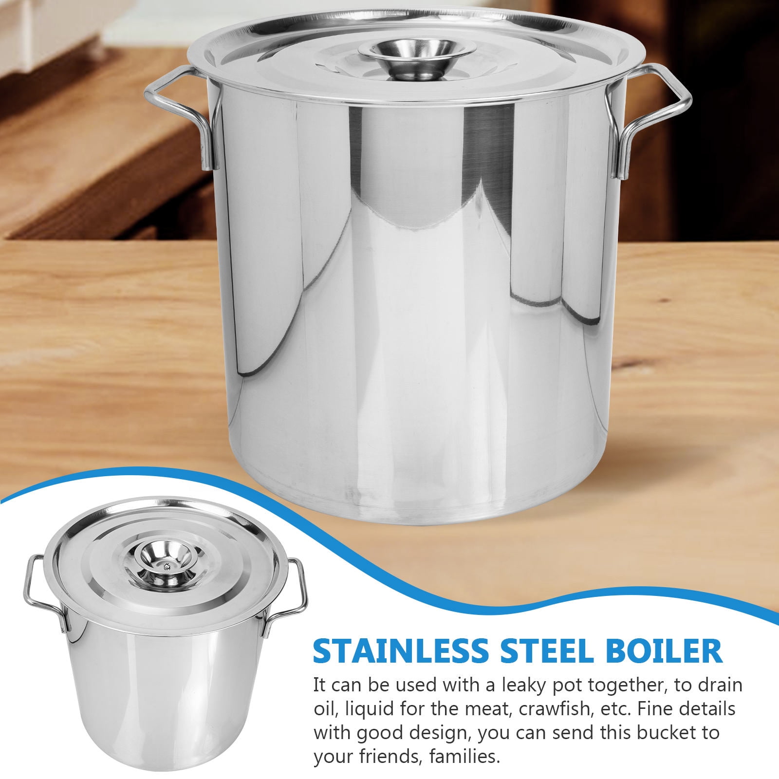 MLINS Crawfish Cook Pot Stainless Steel Bucket Stewed Pot Metal ...